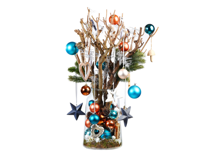 Glazen vaas gevuld met kerstballen classic look | Ten Brinke Kerst