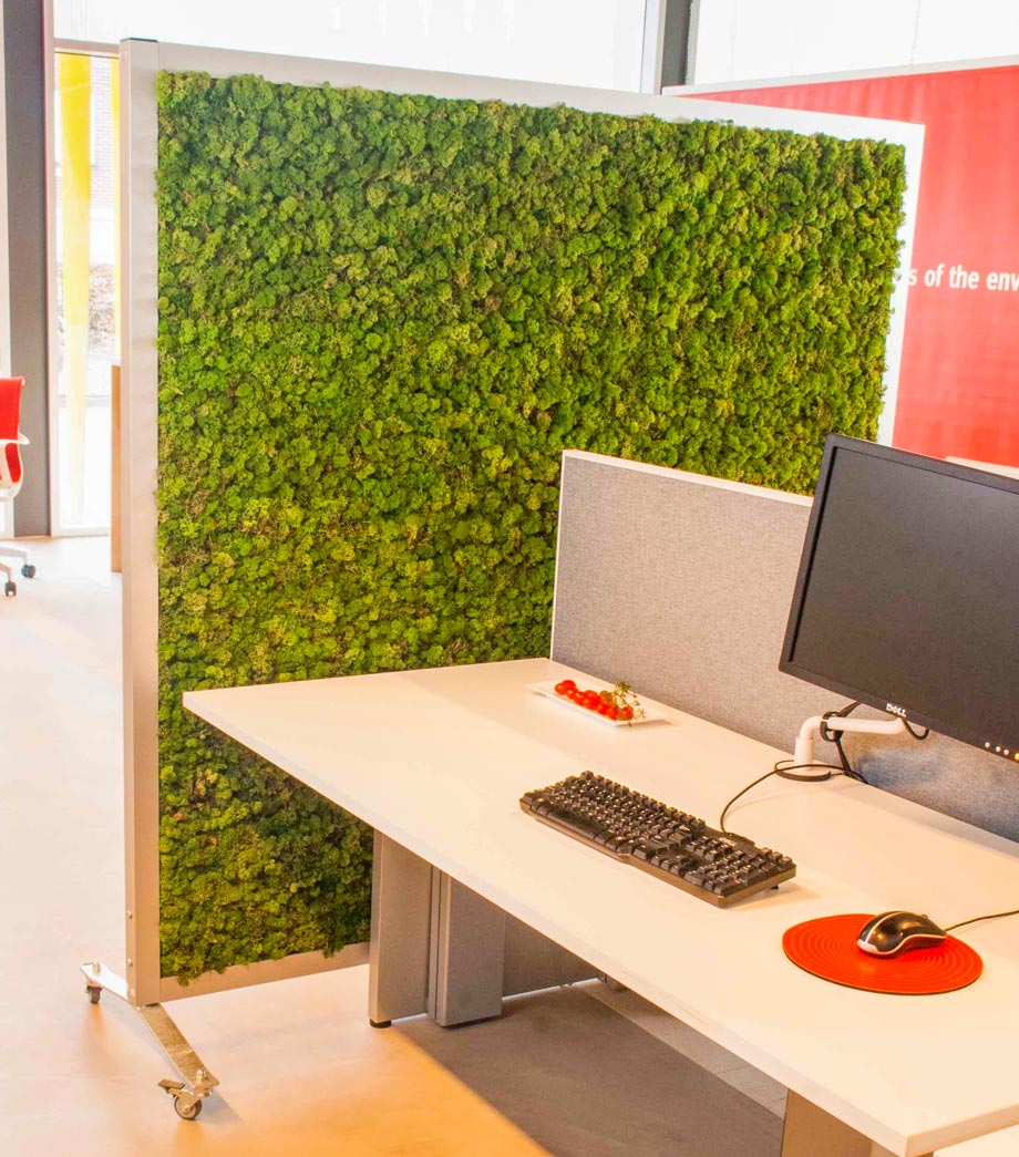 Moswand | Mos logo | Mos wereldkaart | Ten Brinke Interieurbeplanting